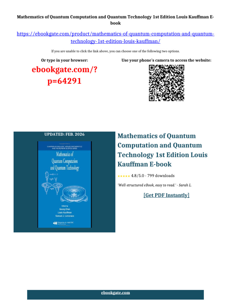 Mathematics of Quantum Computation and Quantum Technology 1st Edition ...