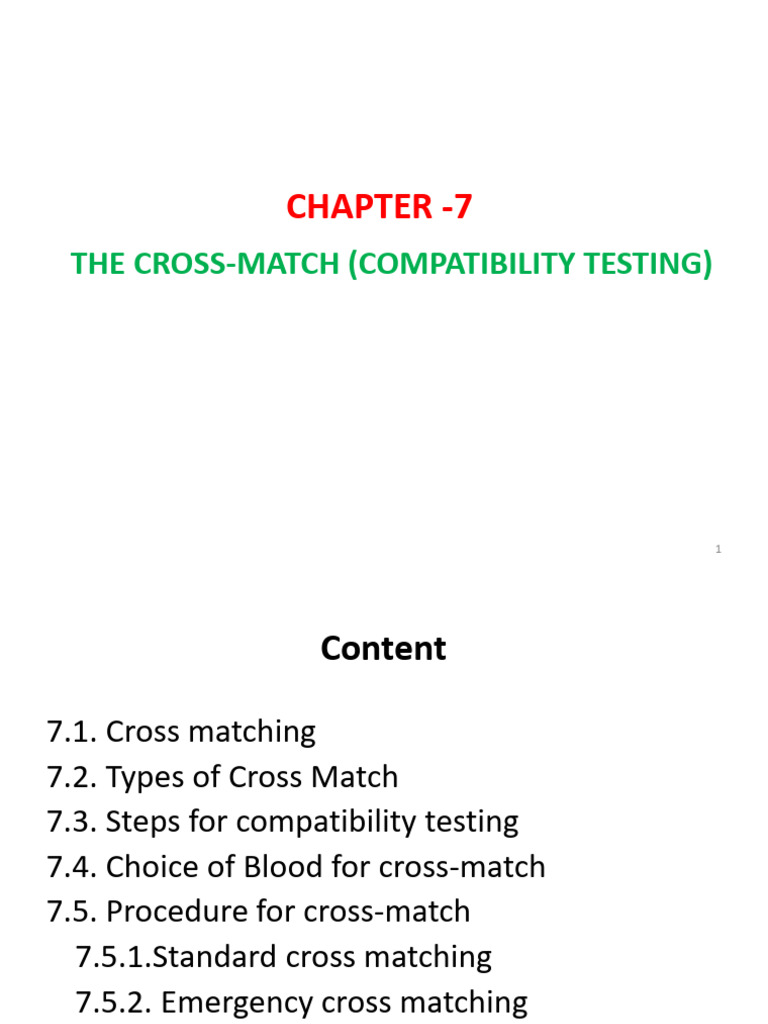 Chapter-7 Cross-Match 2026 | PDF | Blood Transfusion | Blood Plasma