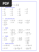 Surds Worksheet with Solutions | PDF | Teaching Mathematics