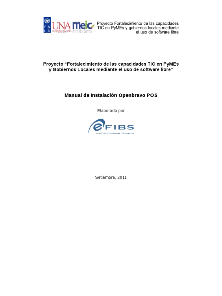 Manual Instalación Openbravo POS | PDF | Ventana (informática) | Java (lenguaje de programación)