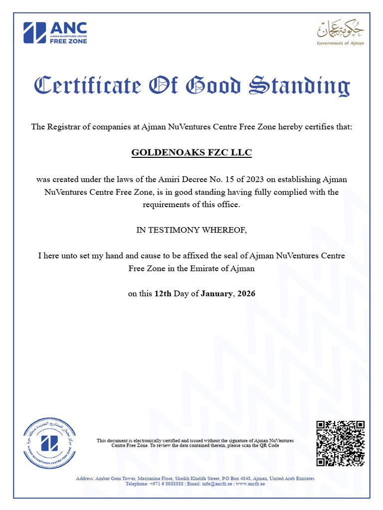 Certificate of Good Standing | PDF