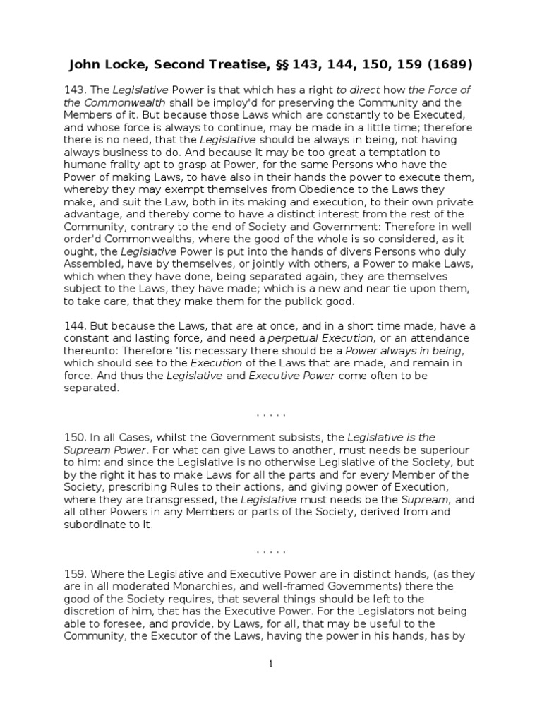 John Locke on Separation of Powers | Public Law | Social Institutions