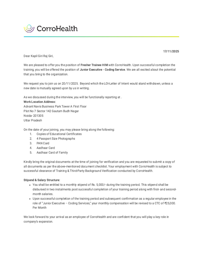 IND Letter of Intent 2025-11-17 | PDF