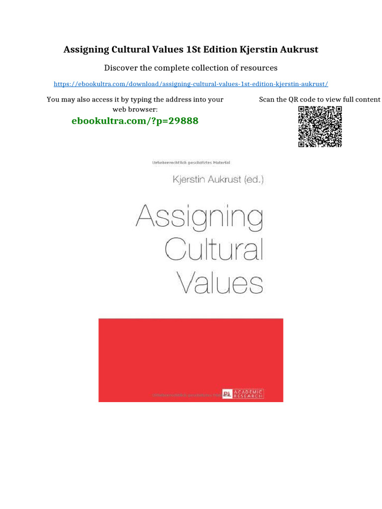 Assigning Cultural Values 1st Edition Kjerstin Aukrust Digital Version ...