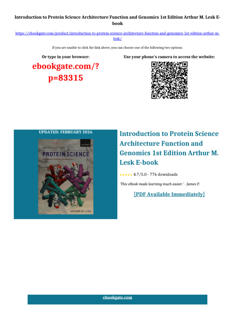 Introduction to Protein Science Architecture Function and Genomics 1st ...