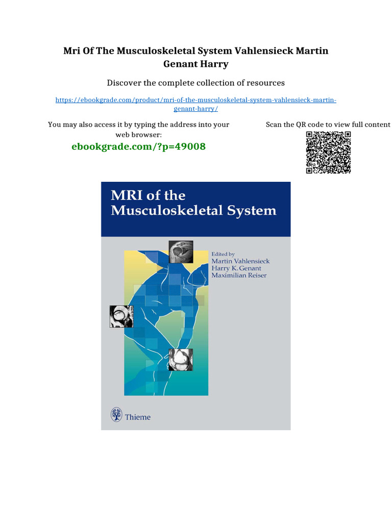 MRI of the Musculoskeletal System Vahlensieck Martin Genant Harry ...