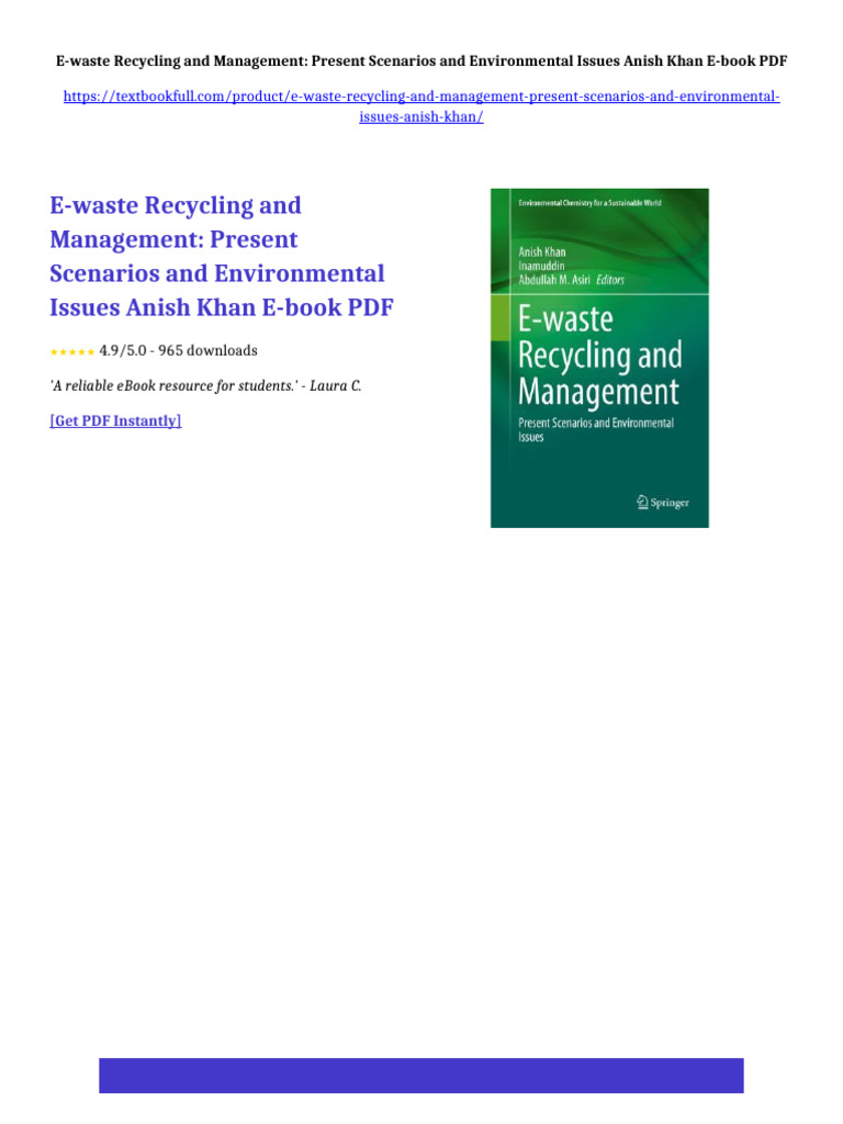 E-waste Recycling and Management: Present Scenarios and Environmental ...