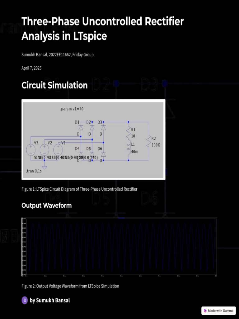 Three Phase Uncontrolled Rectifier Analysis in LTspice | PDF | Root ...