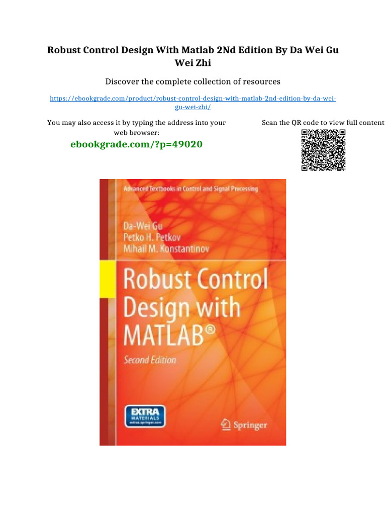 Robust Control Design With MATLAB 2nd Edition by Da Wei Gu Wei Zhi ...