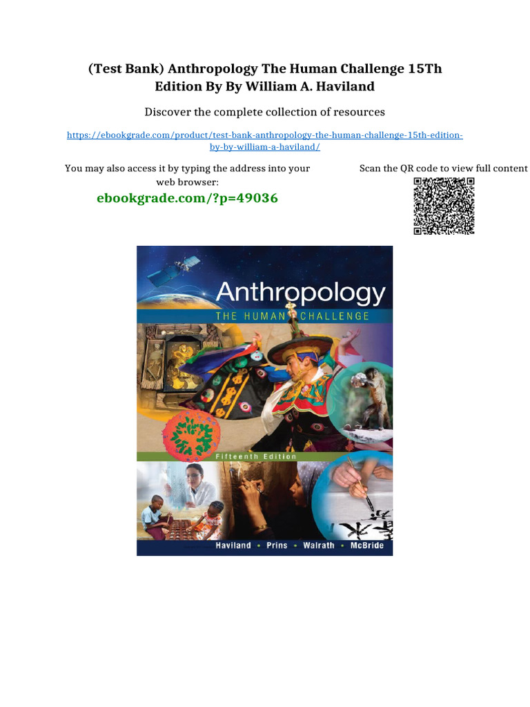 (Test Bank) Anthropology The Human Challenge 15th Edition by by William ...