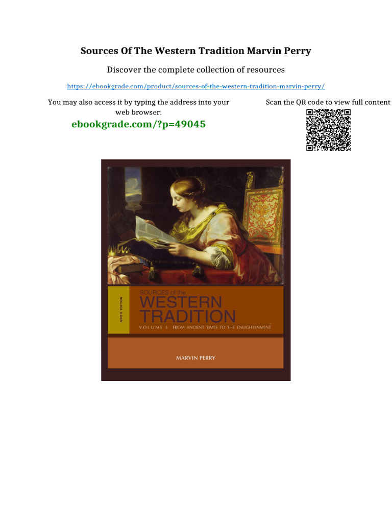 Sources of The Western Tradition Marvin Perry Online Reading | PDF ...