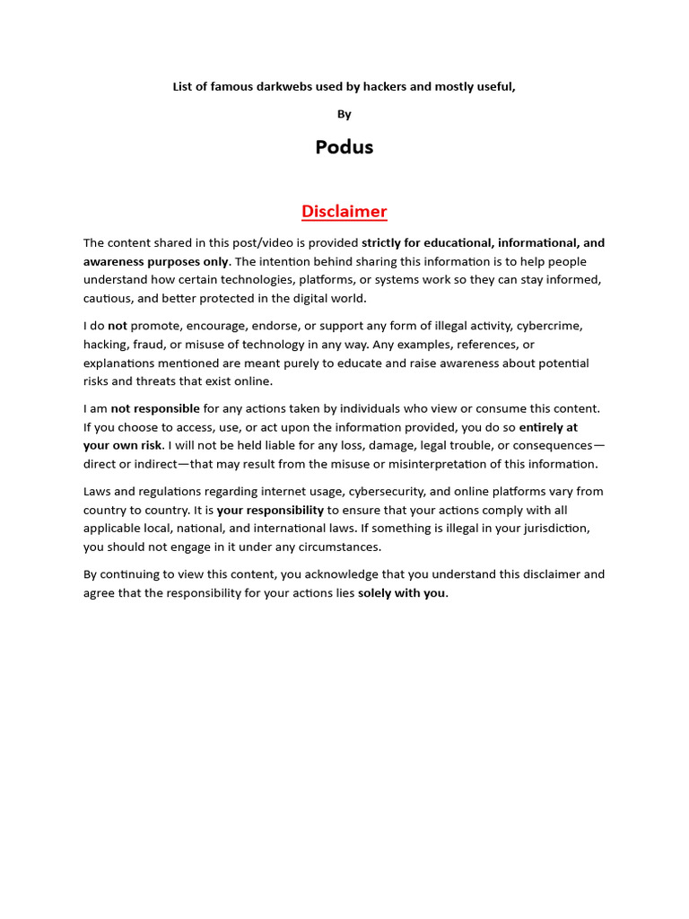 List of Darkwebs Podus | PDF | Security Hacker | Cybercrime