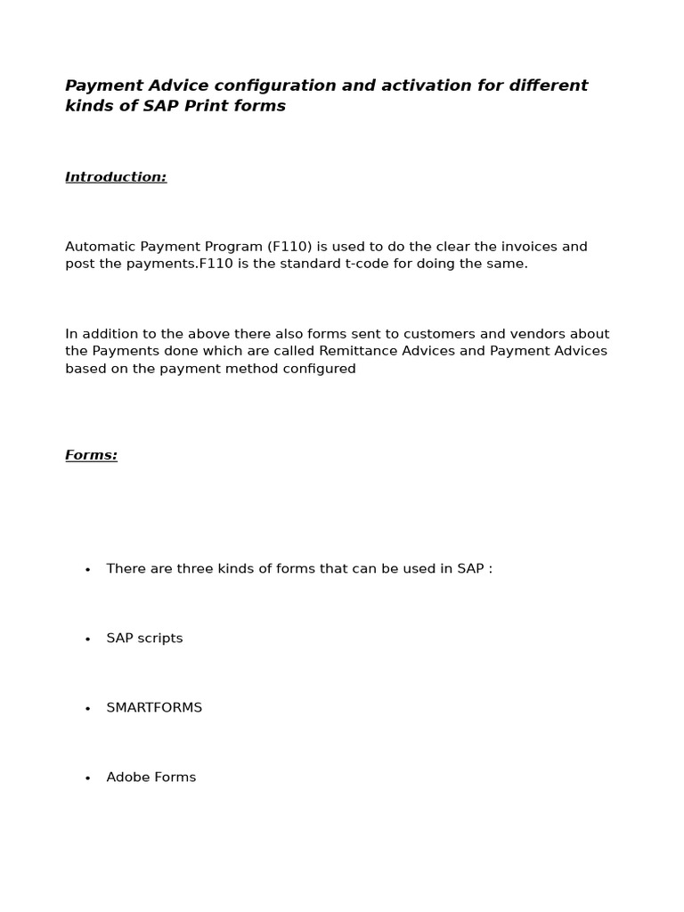 Payment Advice Configuration and Activation For Different Kinds of SAP ...