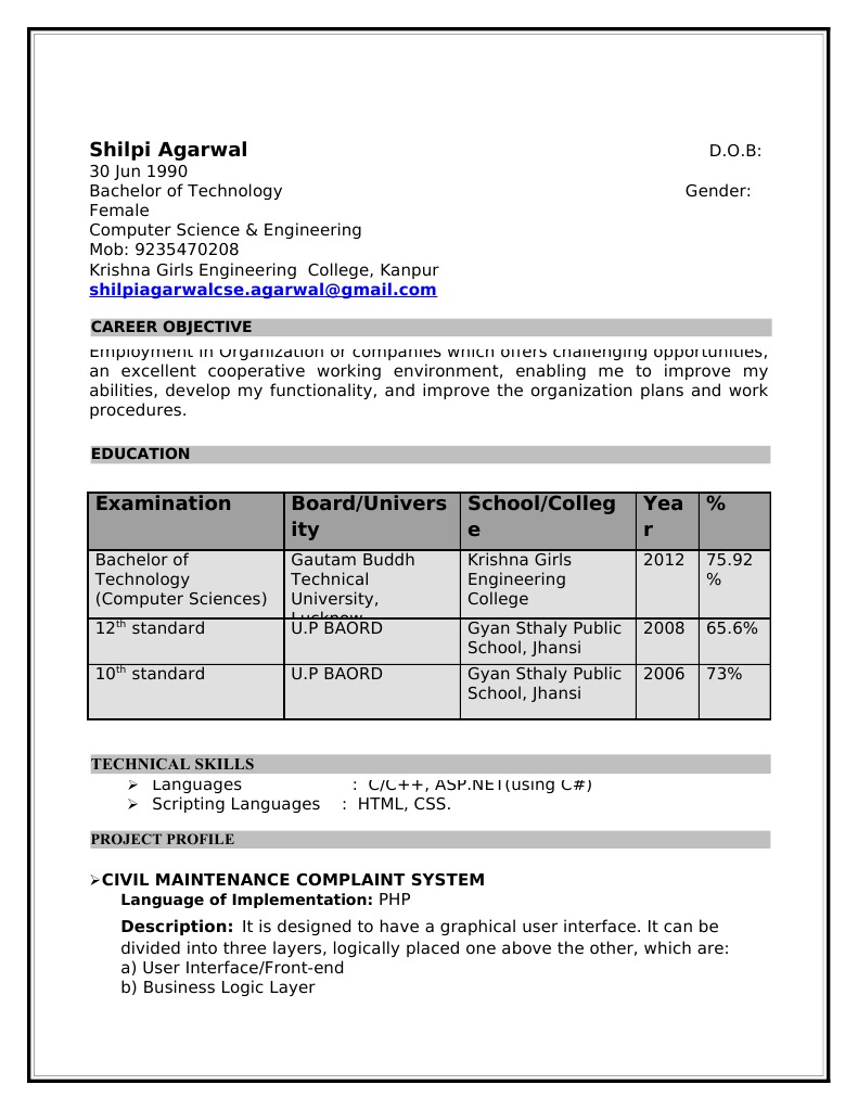 Shilpi Agarwal Resume | Php | Social Networking Service