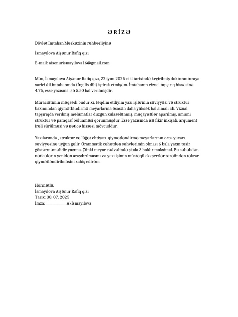 DIM Apellyasiya Erize Aisenur Ismayilova Kopyası | PDF