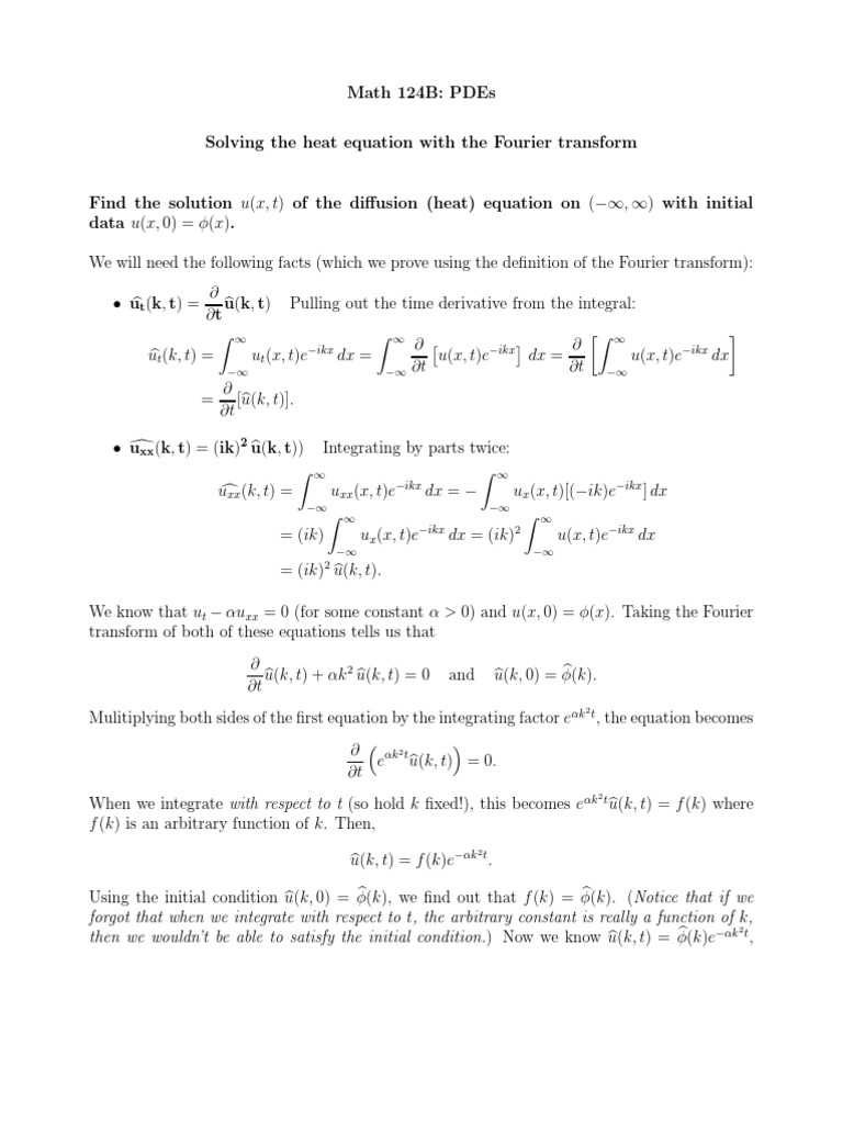 Heat equation solution using fourier transform | Fourier Transform ...
