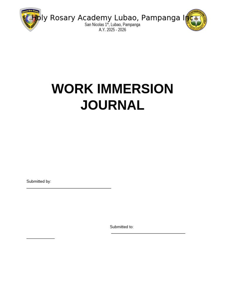 Work Immersion Journal | PDF