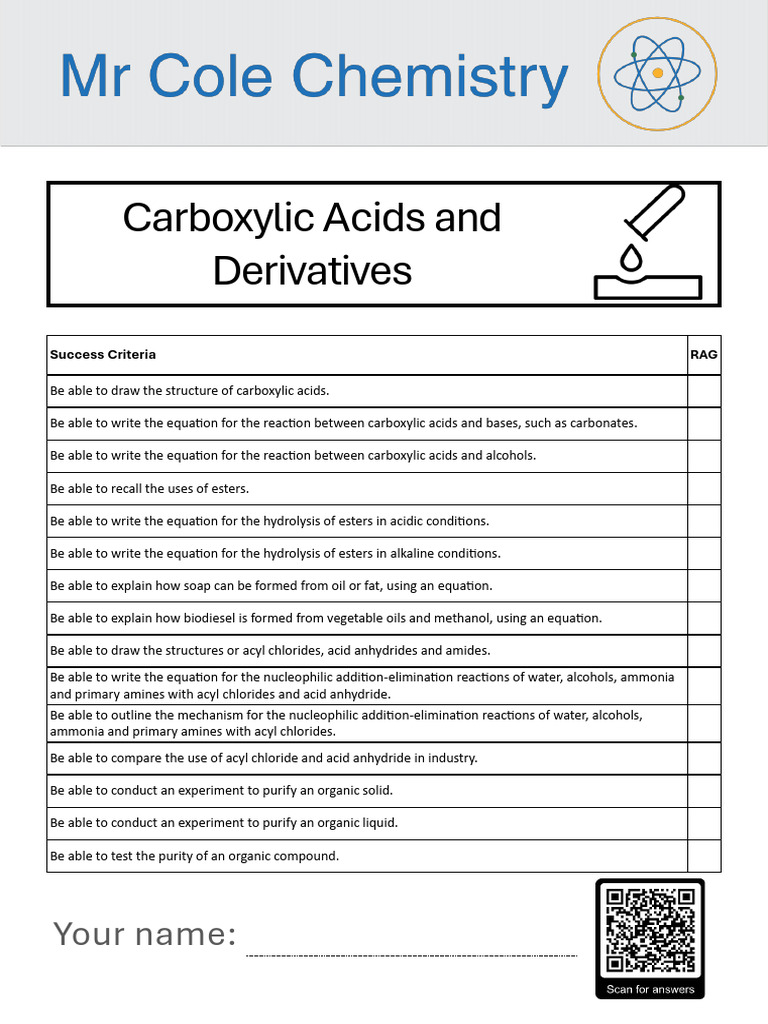 Carboxylic Acids and Derivatives Booklet | PDF | Ester | Acid