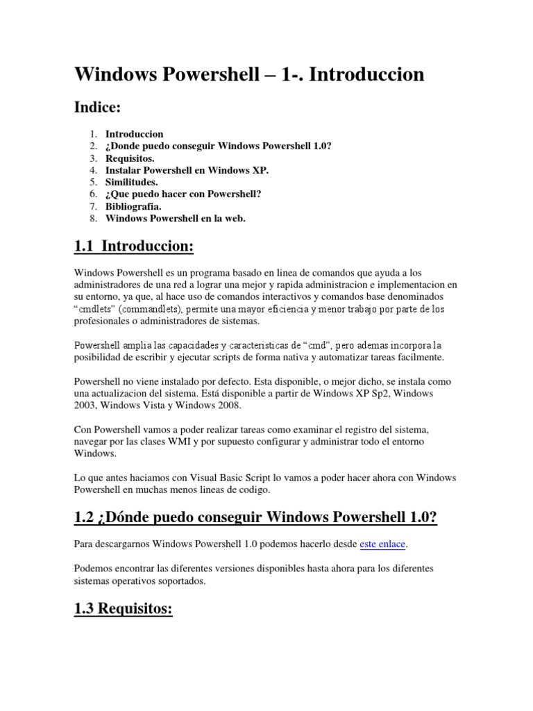 Introducción a Windows PowerShell | PDF | Archivo de computadora | Microsoft Windows