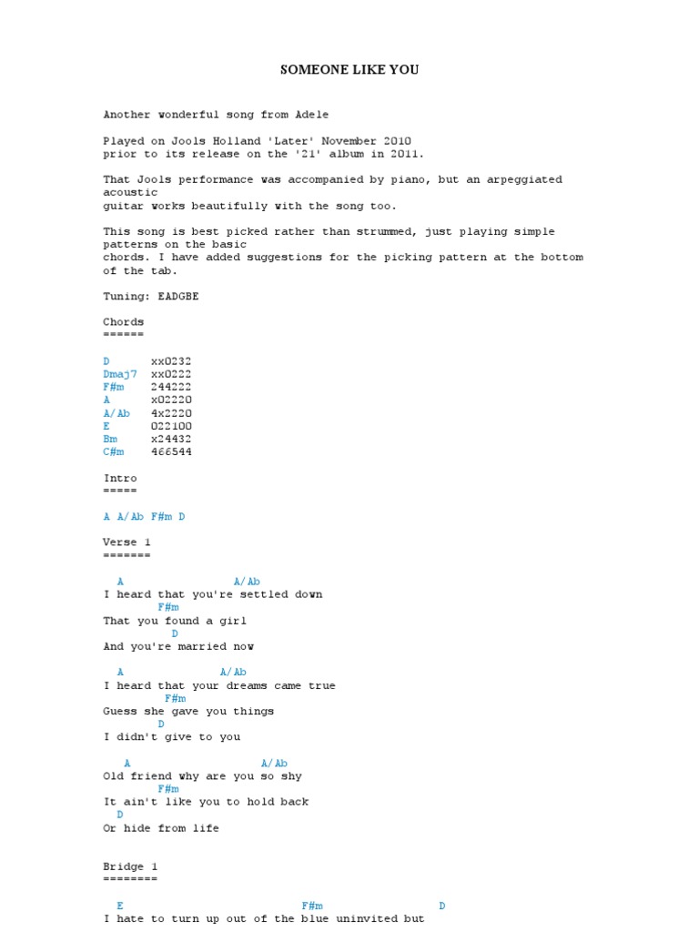 Adele - Someone Like You | PDF | Song Structure | Recorded Music