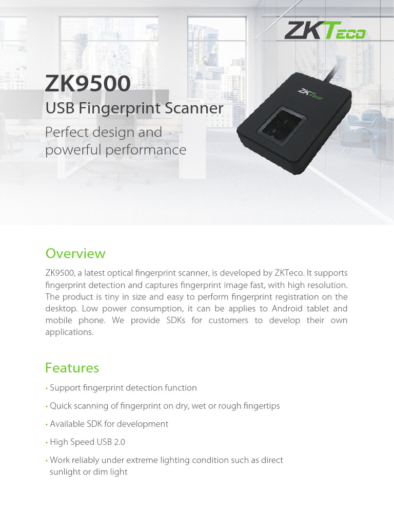 ZK9500 Datasheet 20260209 | PDF | Image Scanner | Usb