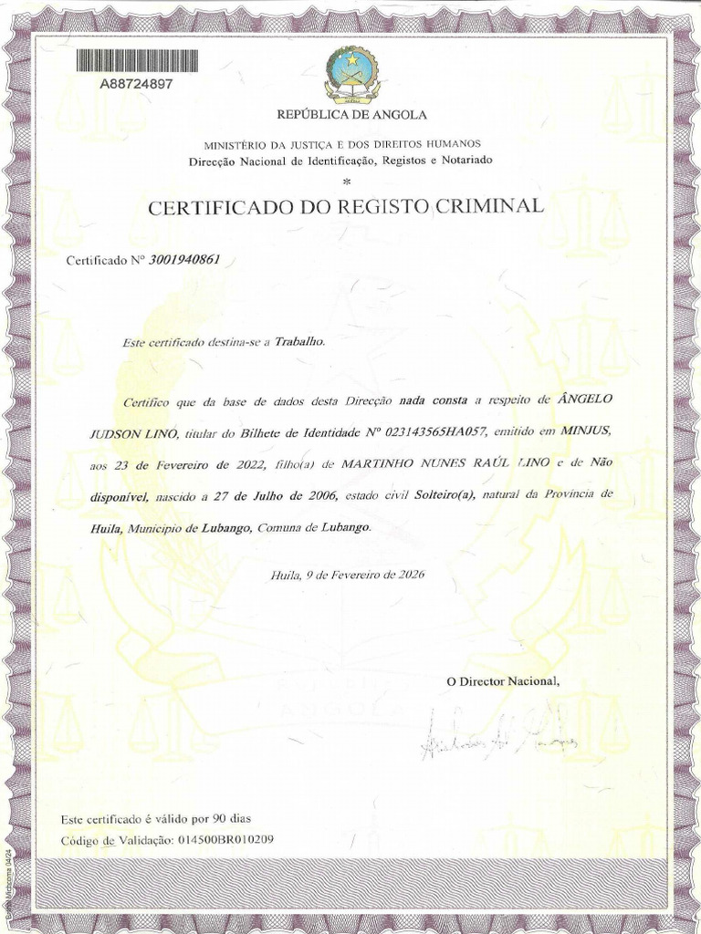 Registro Criminal Ângelo Lino | PDF