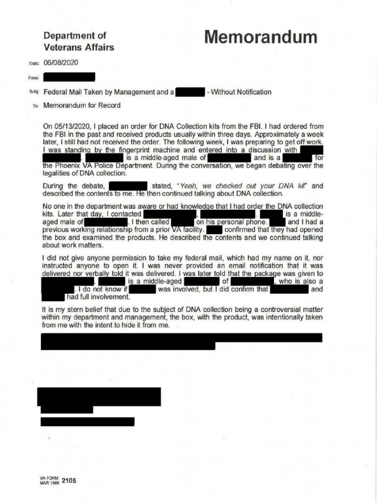 Phoenix VA Police Hides Buccal Swabs: June 2020 | PDF