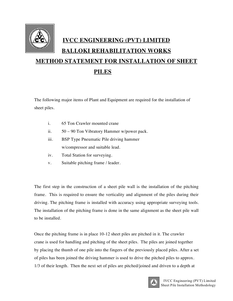 Sheet Pile Methodology | PDF