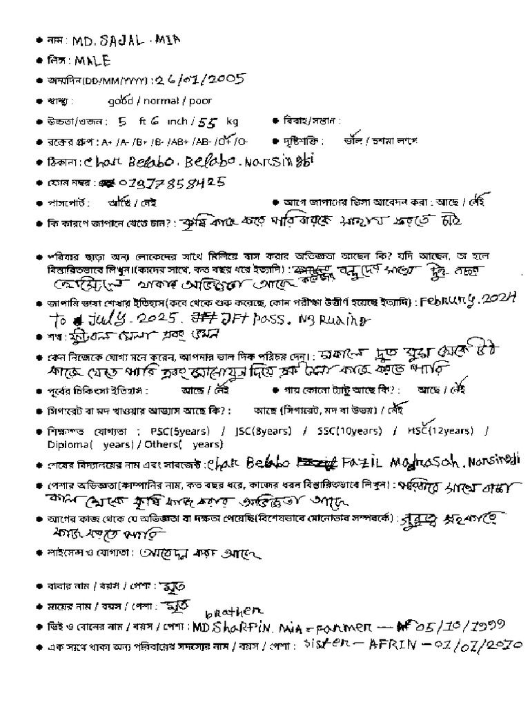 MD Sajal Mia - CV DATA | PDF