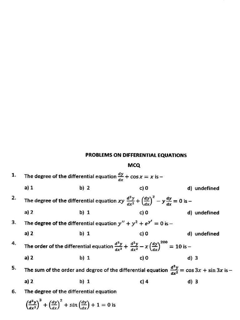 Class 12 Differential Eqn 2026 | PDF