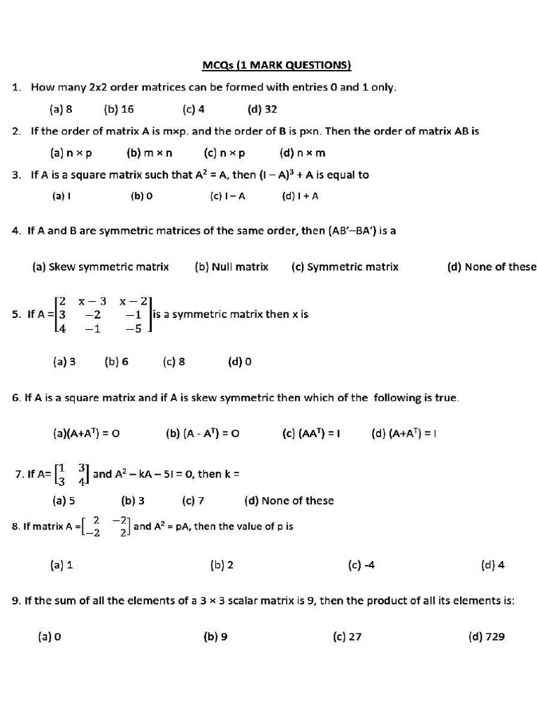 Class 12 Matrix 2027 | PDF