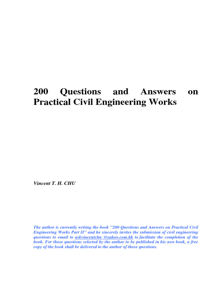 200 Questions and Answers On Practical Civil Engineering Works | PDF ...