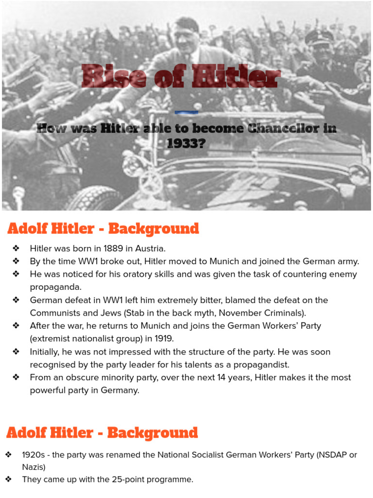 GR 9 History Rise of Hitler | PDF | Adolf Hitler | Nazi Party