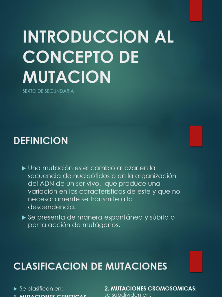 Introduccion Al Concepto de Mutacion | PDF | Mutación | Genética