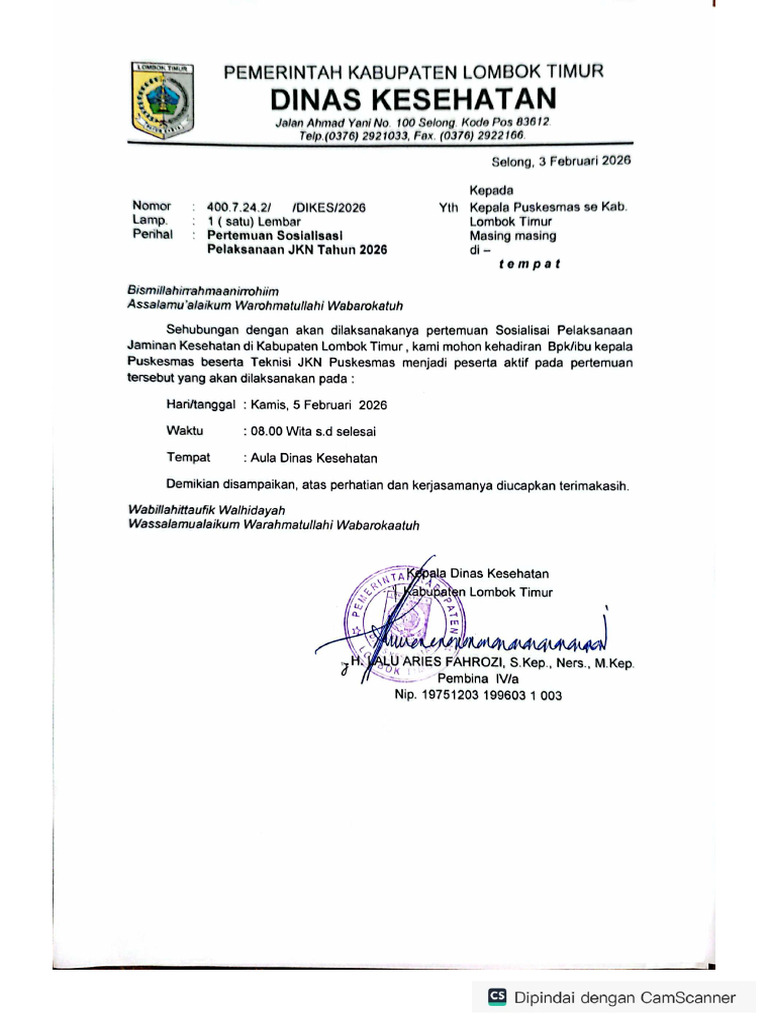 Surat Undangan Pertemuan Sosialisasi | PDF