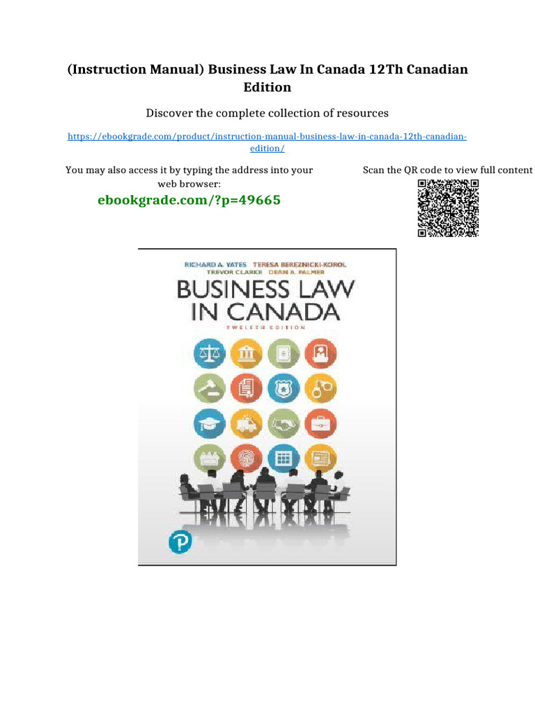 (Instruction Manual) Business Law in Canada 12th Canadian Edition ...