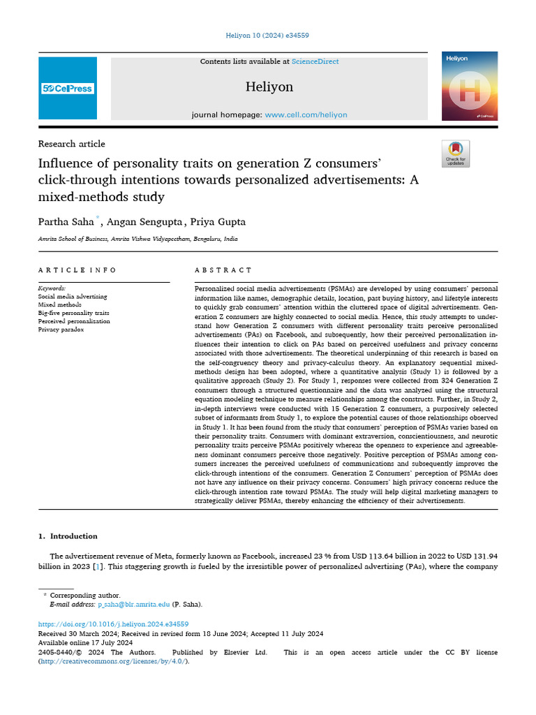 Influence of Personality Traits on Generation Z Consumers' Click ...
