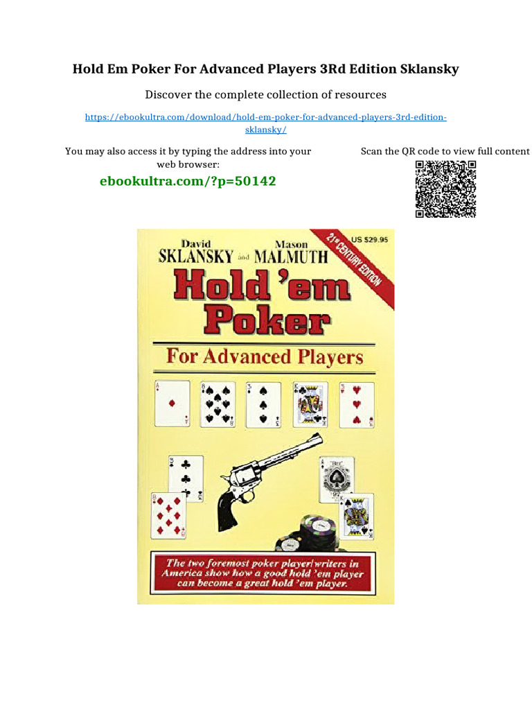 Hold em Poker For Advanced Players 3rd Edition Sklansky digital ...