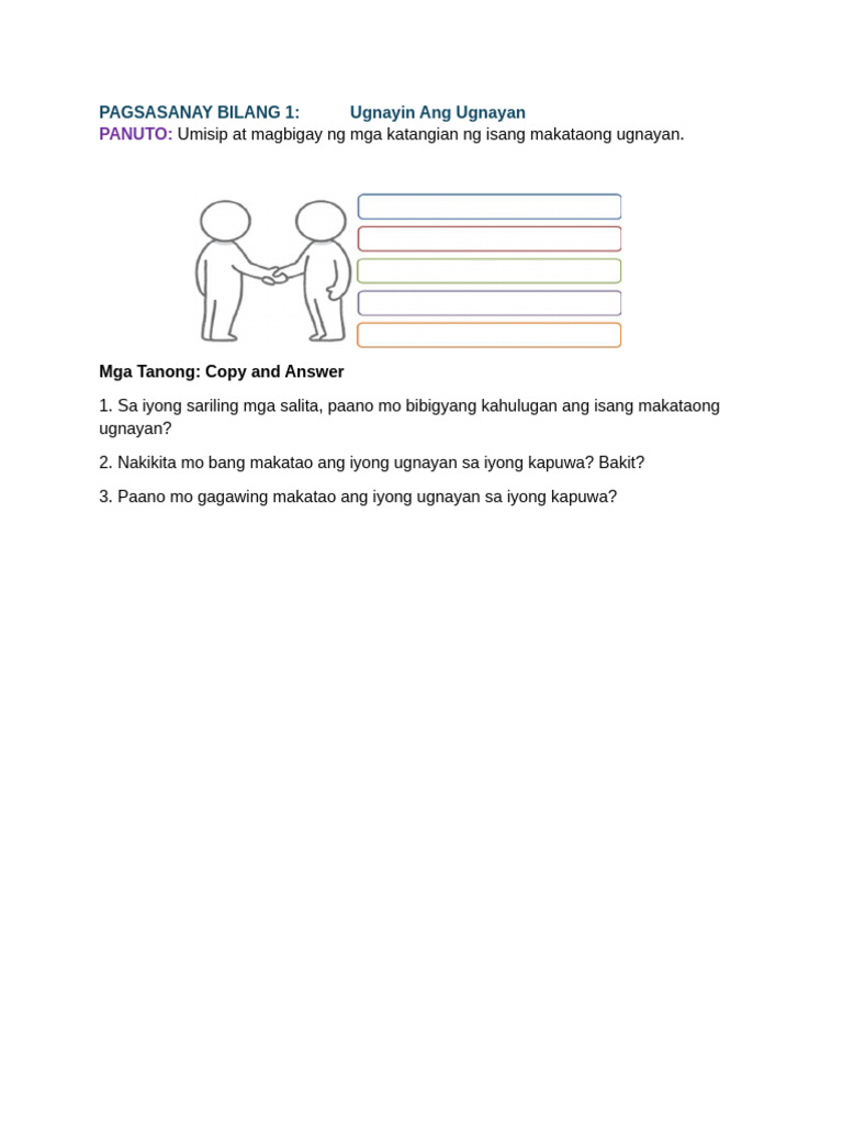 Pagsasanay Bilang 1 Ve | PDF