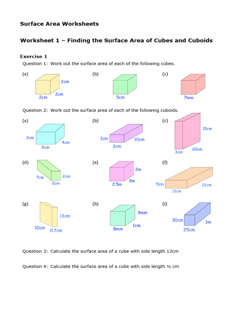 Surface Area of Cubes and Cuboids | PDF