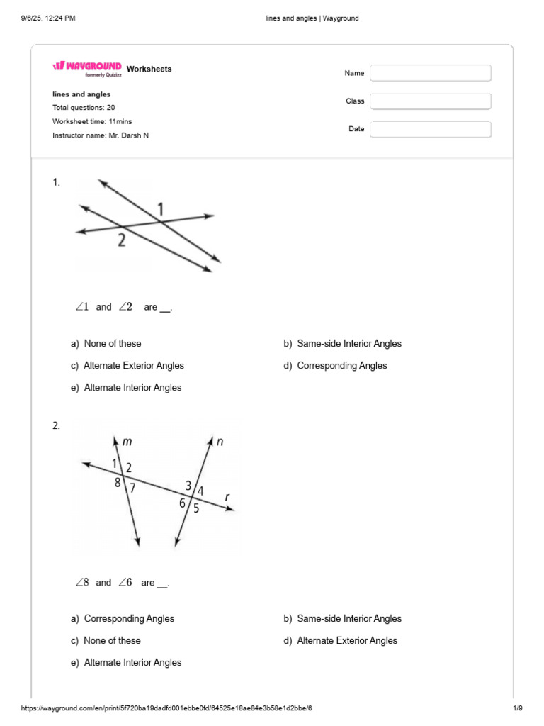 Quizizz - Lines and Angles | PDF | Angle | Elementary Geometry