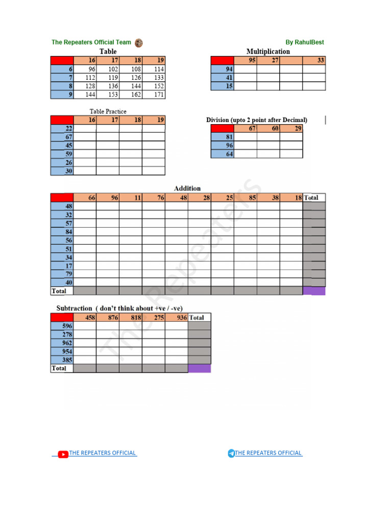 Combined Calculation Sheet 8.0 | PDF | Multiplication | Mathematics