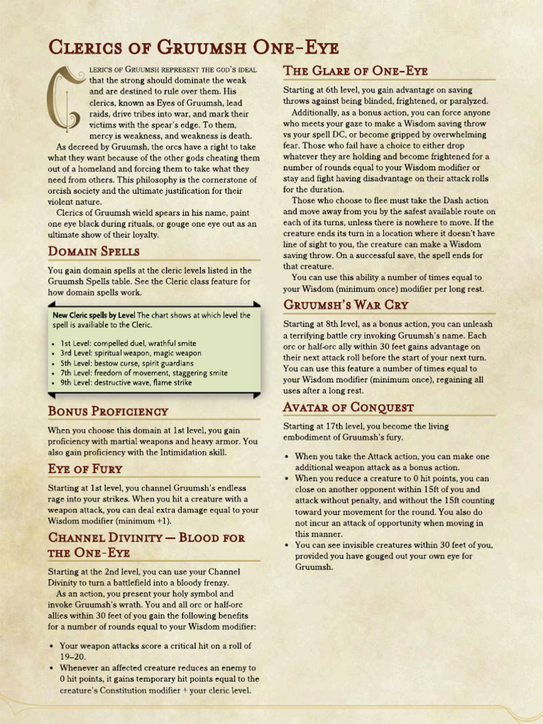 Clerics of Gruumsh | PDF