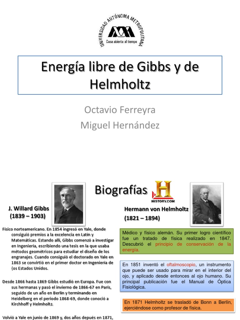 Energía Libre de Gibbs y de Helmholtz | PDF | Entropía | Termodinámica