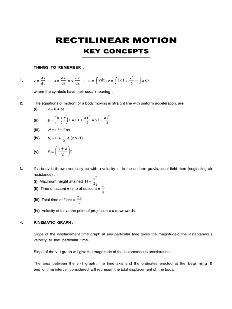 Rectilinear Motion | PDF