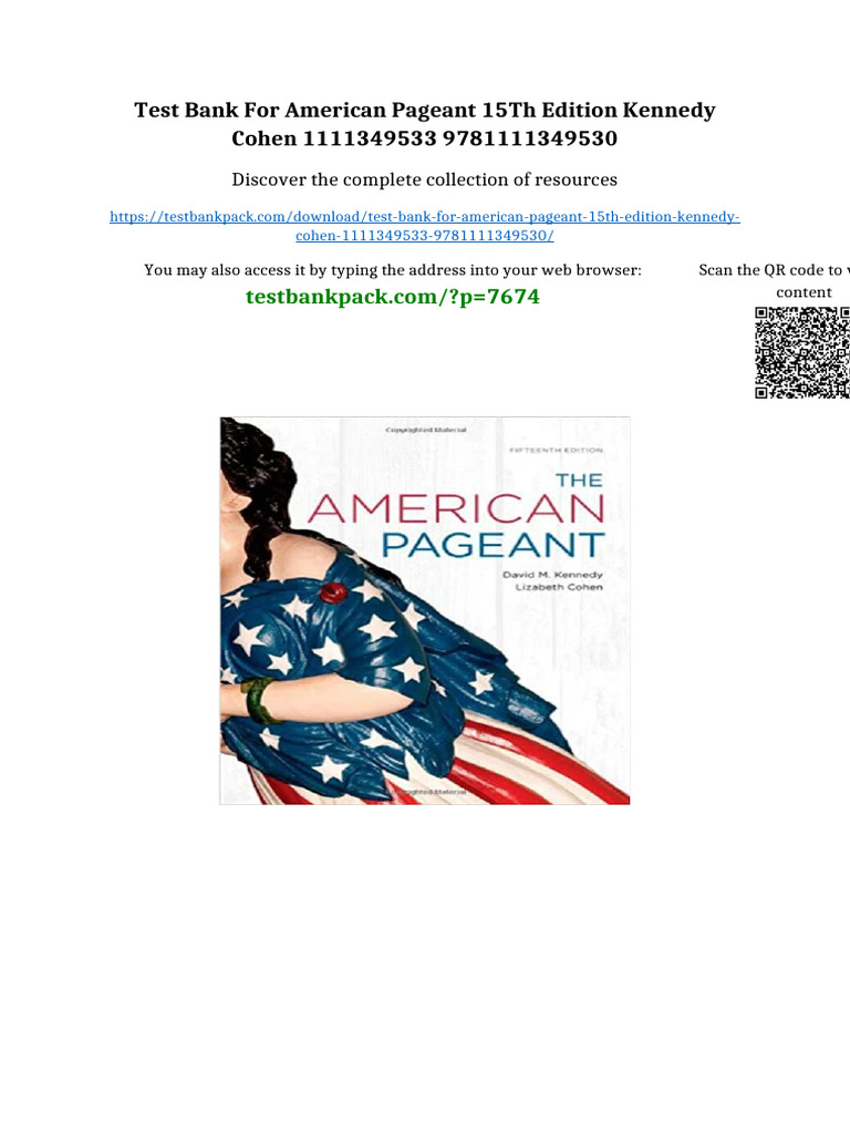 Test Bank for American Pageant 15th Edition Kennedy Cohen 1111349533 ...