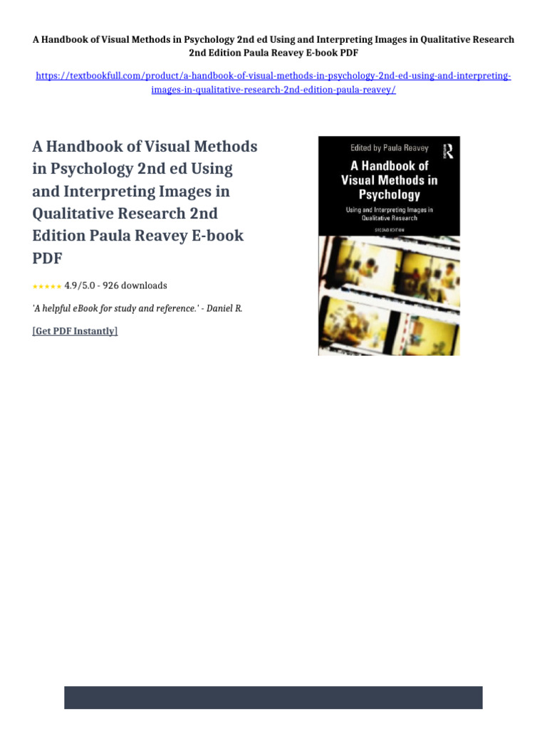 A Handbook of Visual Methods in Psychology 2nd ed Using and ...