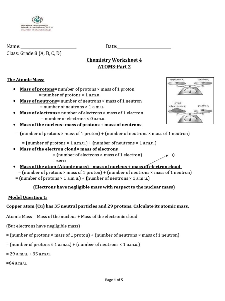 OBK-Chemistry Worksheet-Atoms Part 2 | PDF | Atomic Nucleus | Proton