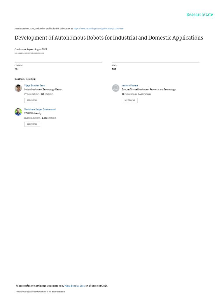 Development of Autonomous Robots For Industrial and Domestic ...
