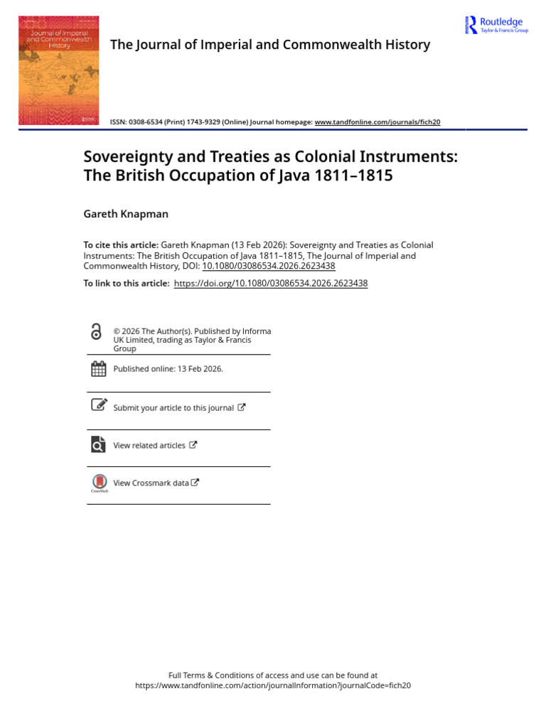 Sovereignty and Treaties As Colonial Instruments The British Occupation ...